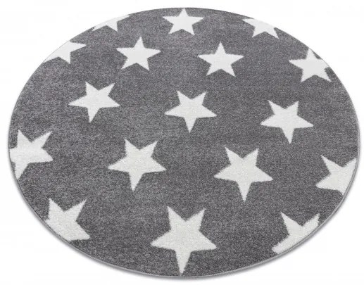 3kraft Kulatý koberec SKETCH LEWIS šedý / bílý - Hvězda