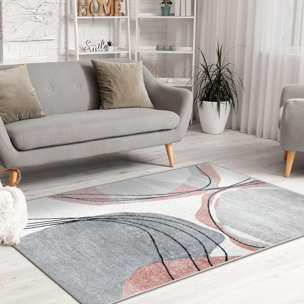 Dywany Łuszczów, Kusový koberec Fusion 5868 white/dark pink, 160x220, růžová, kancelář