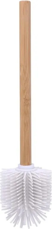 Erga Bambo, náhradní WC kartáč se silikonovou hlavou a bambusovou rukojetí, 34 cm, bílý / bambus, ERG-YKA-V.WCZ-BAMBO-WHT-SILKA