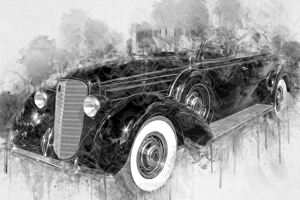 Obraz historické retro auto v černobílém provedení Varianta: 60x40