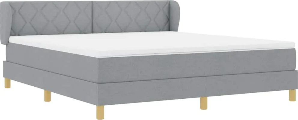 Postel s boxspringem s čelo Světle šedá 180 x 200 cm textil 3340290