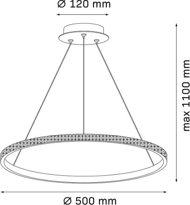 LED Lustr na lanku DIANA LED/25W/230V 4000K pr. 50 cm zlatá