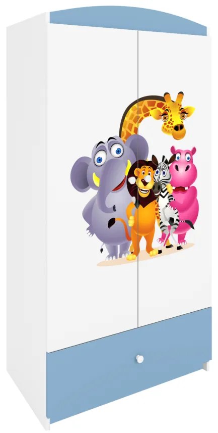 Dětská skříň Babydreams 90 cm ZOO modrá