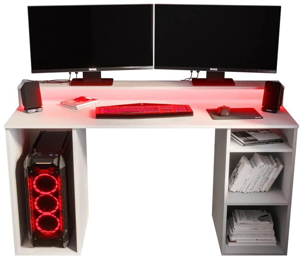 Herní PC stolek Garrick 1 (bílý) (s LED RGB osvětlením). 1064133