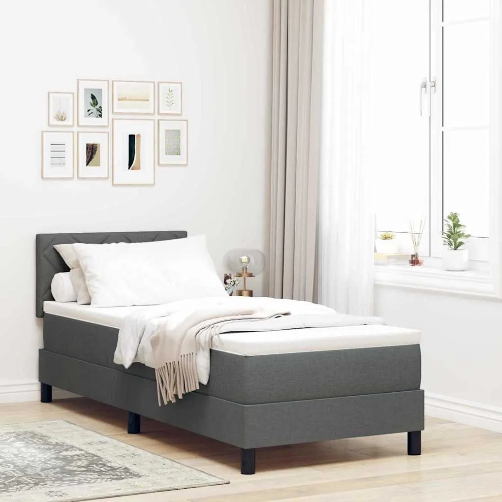 Postel s boxspringem s čelo Tmavě šedá 80 x 200 cm textil 3338721
