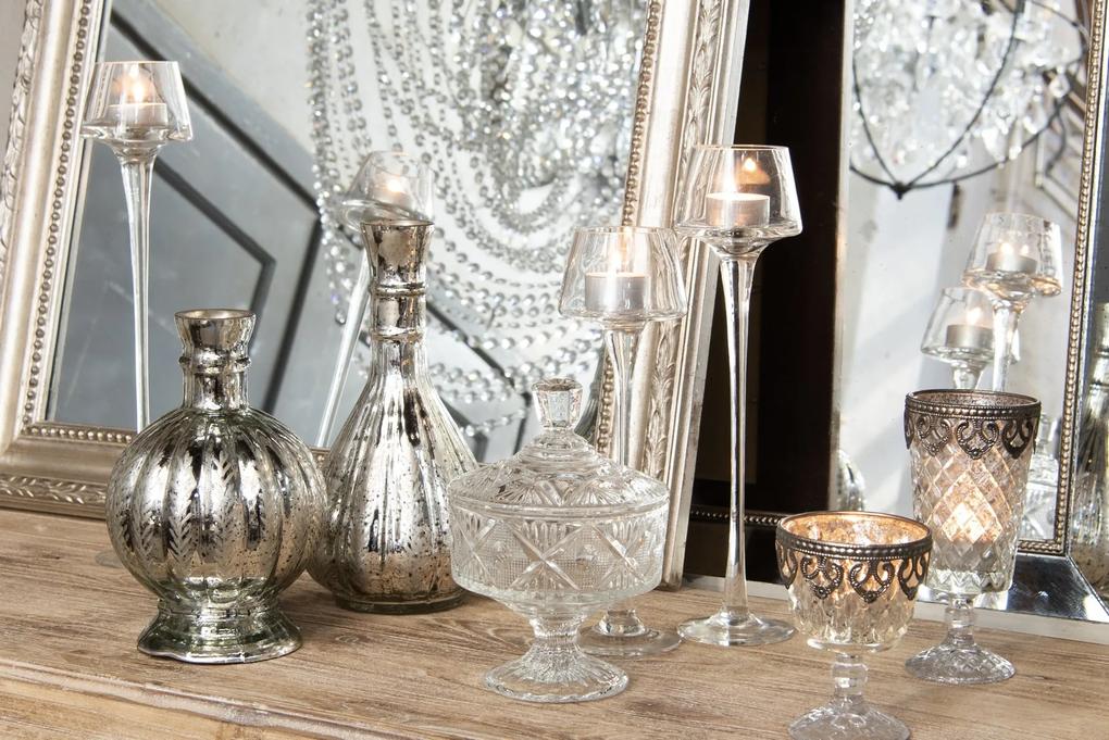 Stříbrná skleněná dekorační váza s úzkým hrdlem - Ø 13*20 cm