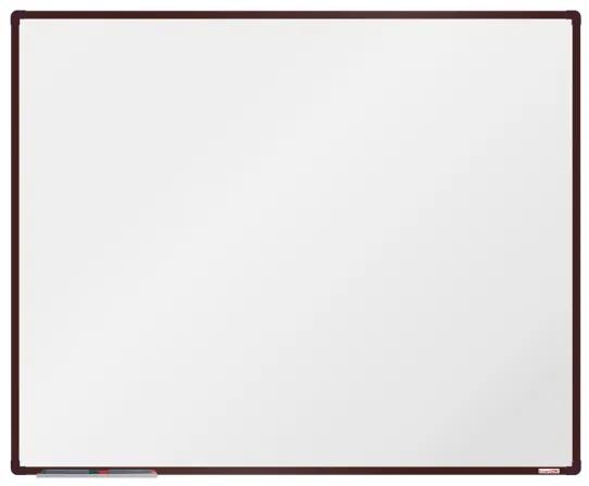 Bílá magnetická popisovací tabule boardOK, 1500 x 1200 mm, hnědý rám