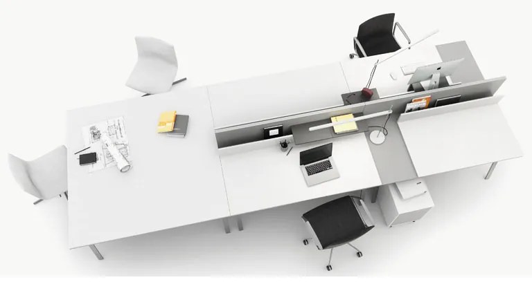 Široký kancelářský policový regál LAYERS, 1 box, 1582 x 400 x 1905 mm, bílá / šedá
