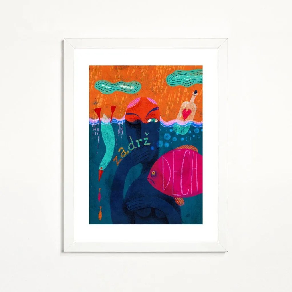 Magda Andresová | Zadrž dech Rám: Bílý, Velikost: 30 x 20 cm