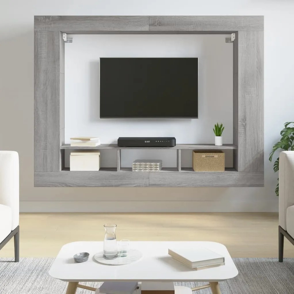 TV skříňka šedá sonoma 152 x 22 x 113 cm kompozitní dřevo - Default Title