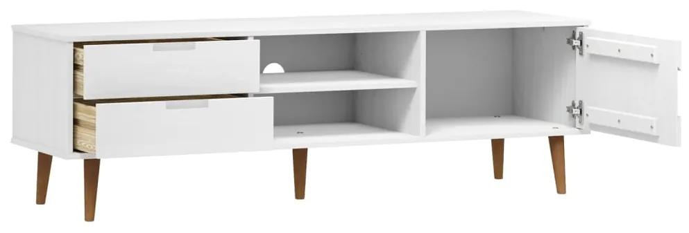 TV stolek Molde - masivní borové dřevo - 158x40x49 cm | bílý