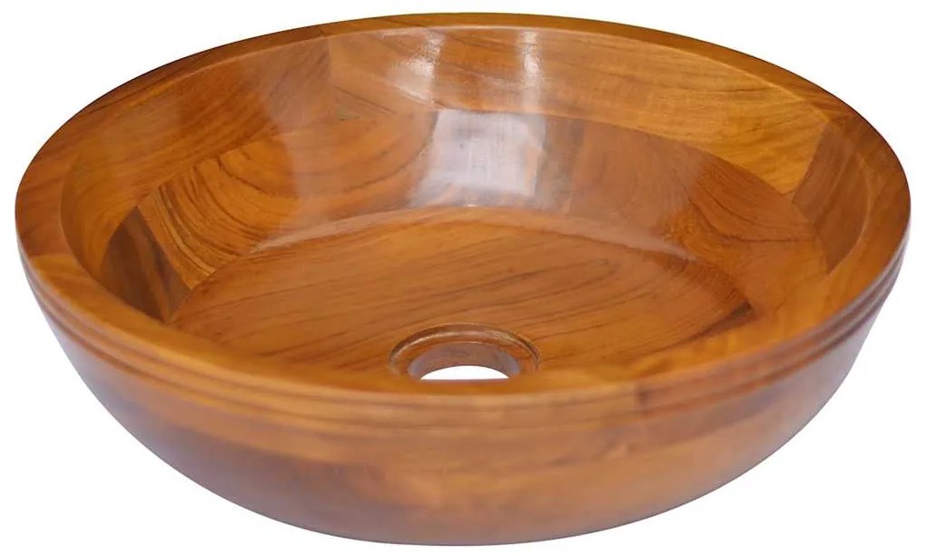 Umývadlo masivní teak Φ40 x 10 cm 326160