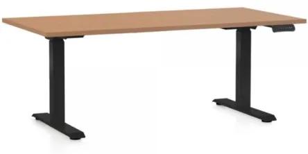Výškově nastavitelný stůl OfficeTech D, 160 x 80 cm, černá podnož