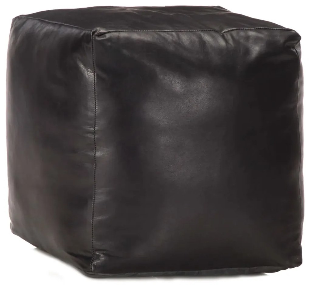 Sedací puf černý 40 x 40 x 40 cm pravá kozí kůže - Default Title