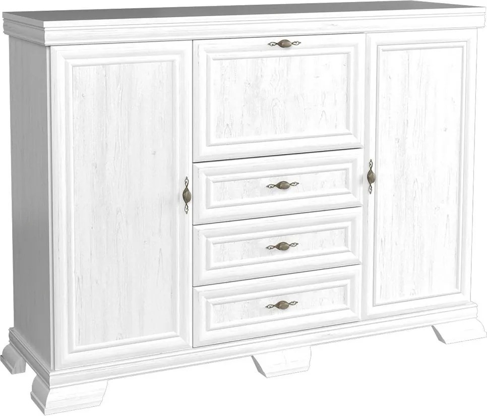 KORA a | komoda KK6P s výklopnými dvířky, zásuvkami a policemi | 158 cm | andersen
