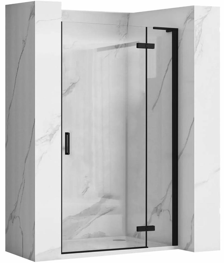 Jednokřídlé sprchové dveře REA HUGO 90 cm + stěnový profil s magnetickým těsněním, černé