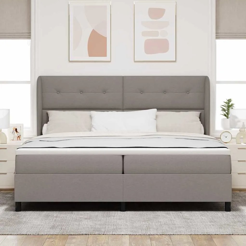 Postel s boxspringem s čelo Taupe 200 x 200 cm textil 3340589