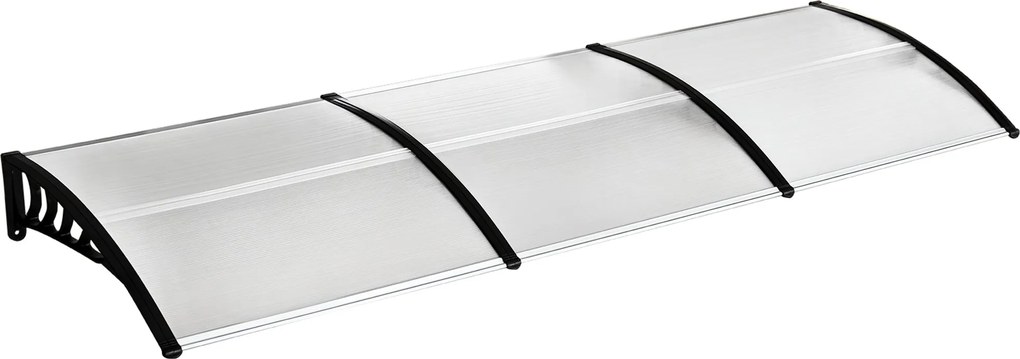 Stínidlo nad dveřmi Outsunny 90 x 295 cm, zakřivené stínidlo s UV ochranou, sluneční clona nad předními dveřmi vyrobená z polykarbonátu, ochrana proti