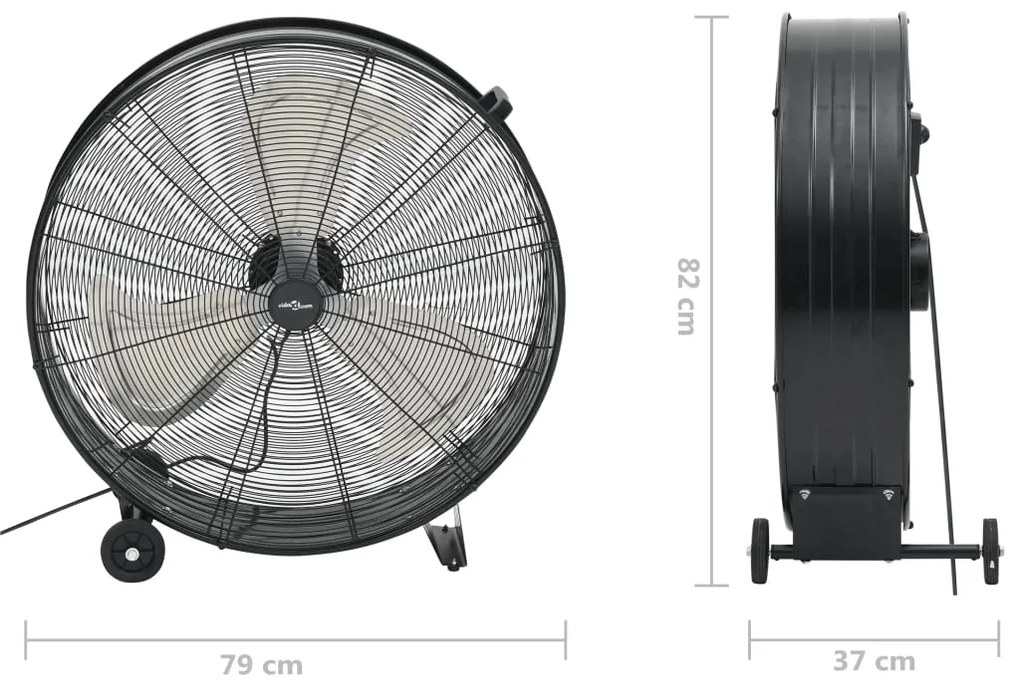 vidaXL Marketos Průmyslový bubnový ventilátor 77 cm 187,7 W černý
