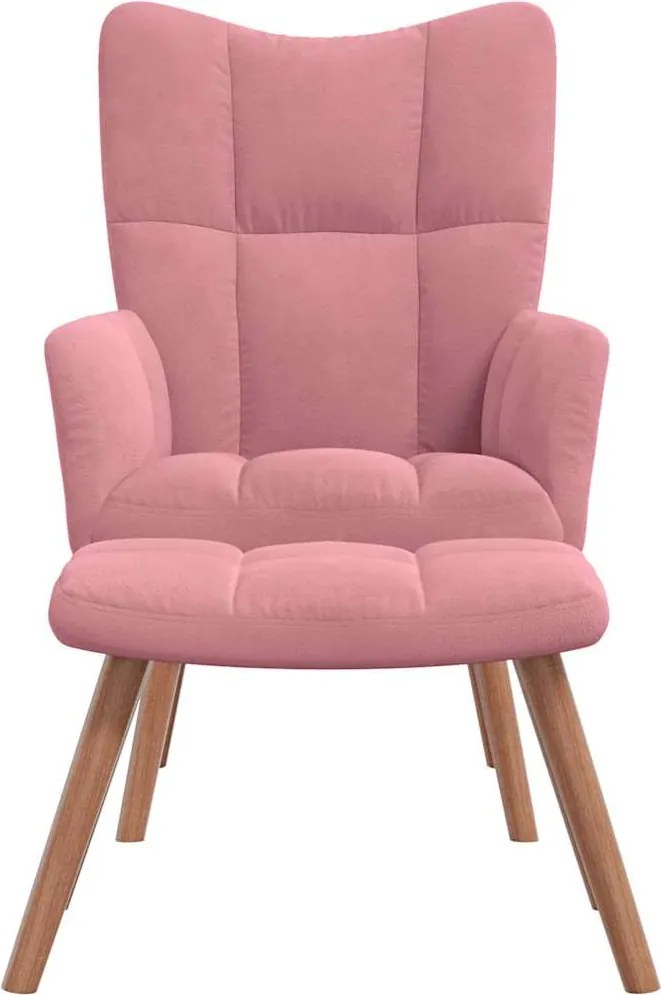 Relaxační křeslo se stoličkou růžové samet 328066