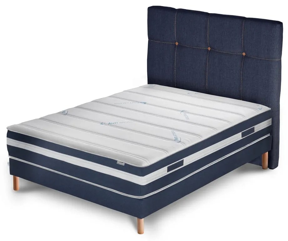 Tmavě modrá postel s matrací Stella Cadente Maison Venus, 140 x 200 cm
