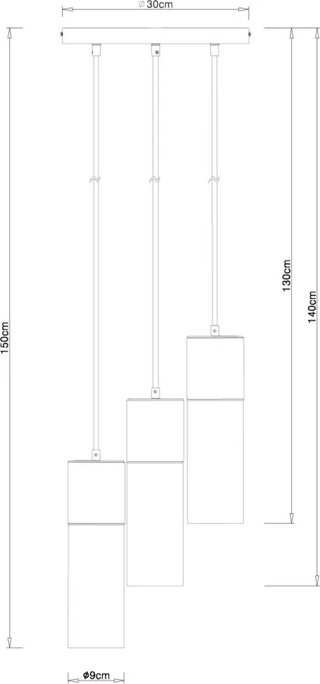 Závěsné stropní osvětlení Annika 30x150 cm, černé