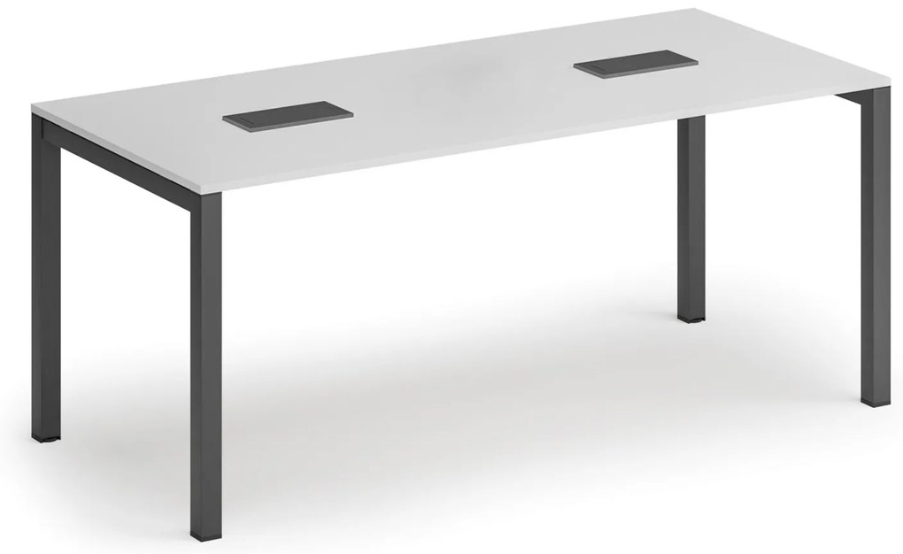 Jednací stůl PRIMO SQUARE, 180x80 cm, bílá + 2x stolní zásuvka TYP I, černá