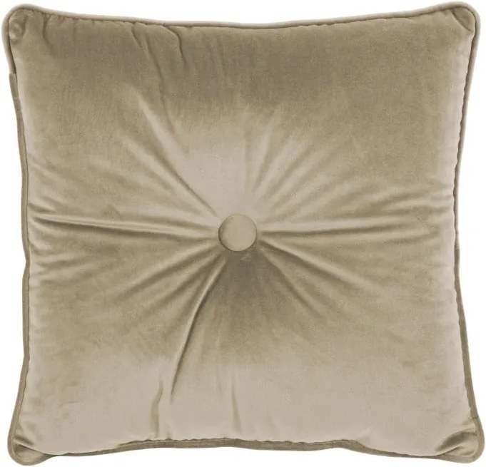Béžový polštář Tiseco Home Studio Velvet Button, 45 x 45 cm