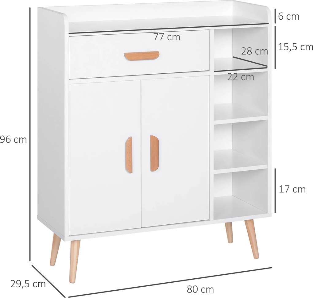 HOMCOM Konzolový stůl s úložným prostorem - Víceúčelový nábytek do jídelny, obýváku, koupelny a chodby 80x29,5x96 cm
