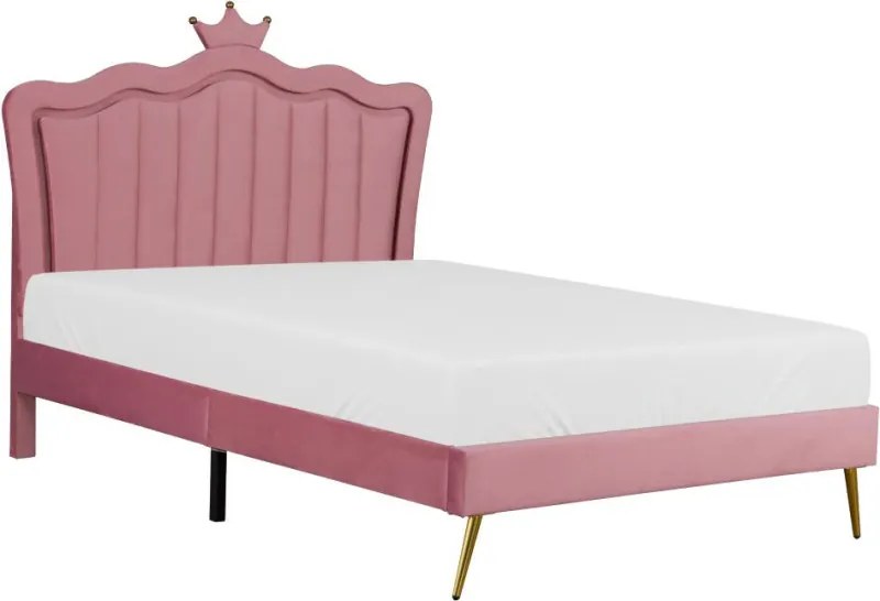 Postel s roštem, 140x200, růžová Velvet látka, RANIA Kondela 0000413722