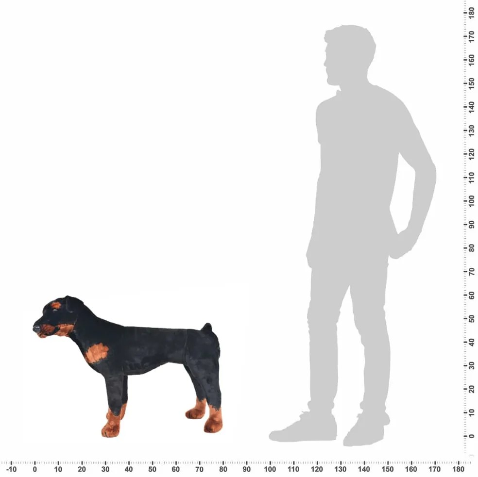 vidaXL Marketos Stojící plyšová hračka rotvajler černý a hnědý XXL