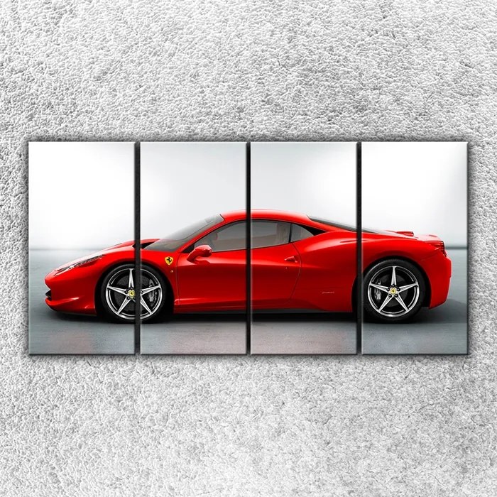 4 dílný obraz na stěnu Červené Ferrari 3