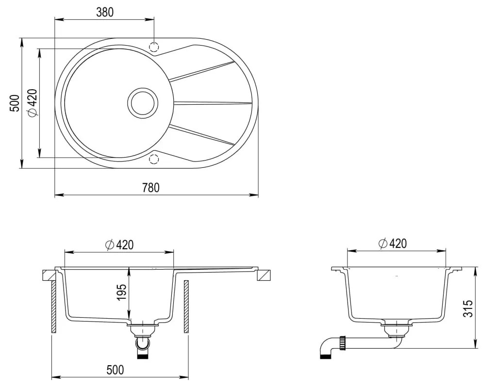 vidaXL Marketos Žulový kuchyňský dřez jednoduchý oválný bílý