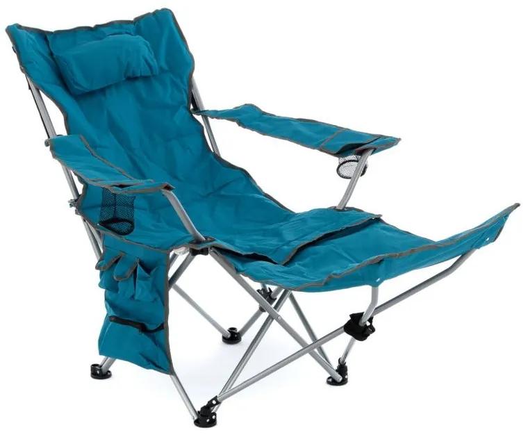 Divero Kempingová židle s odnímatelnou podnožkou, modrá