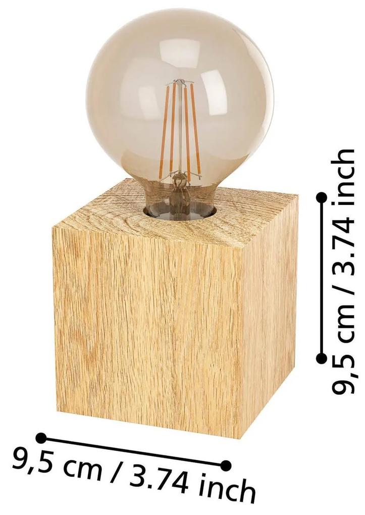 Stolní lampa Prestwick 2, dřevěná kostka, přírodní
