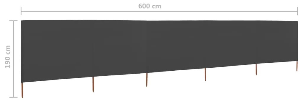 vidaXL 5dílná zástěna proti větru textil 600 x 160 cm antracitová