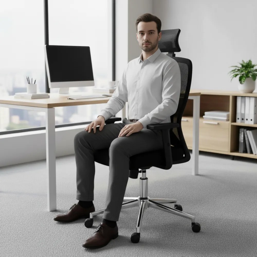 Kancelářská ergonomická židle Neoseat ZENA — síť / látka, černá, nosnost 150 kg