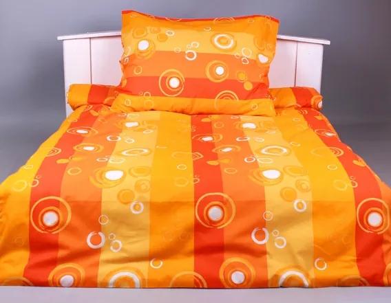 Prodloužené krepové povlečení 140x220 na 2 postele - Ariel oranžové bubliny Lobles