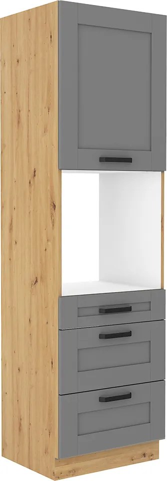 LUNA du | vysoká skříňka 60 DPS-210 3S 1F na vestavnou troubu | 60 cm | UNI dvířka | artisan/šedá