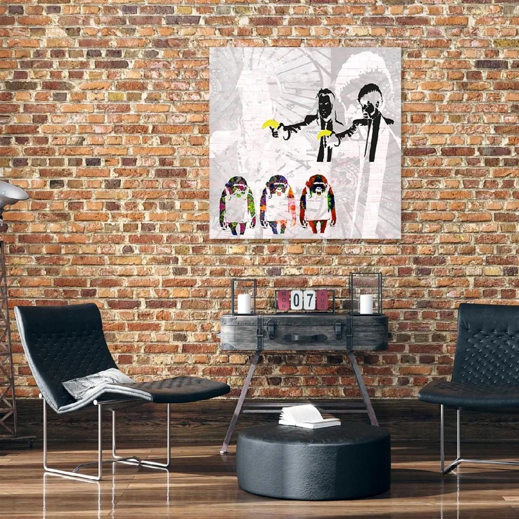 Obraz na plátně, Banksy Pulp Fiction and Monkeys - 40x40 cm