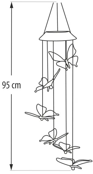 LED RGB Solární svítidlo 6xLED/1,2V 300 mAh IP44 motýl
