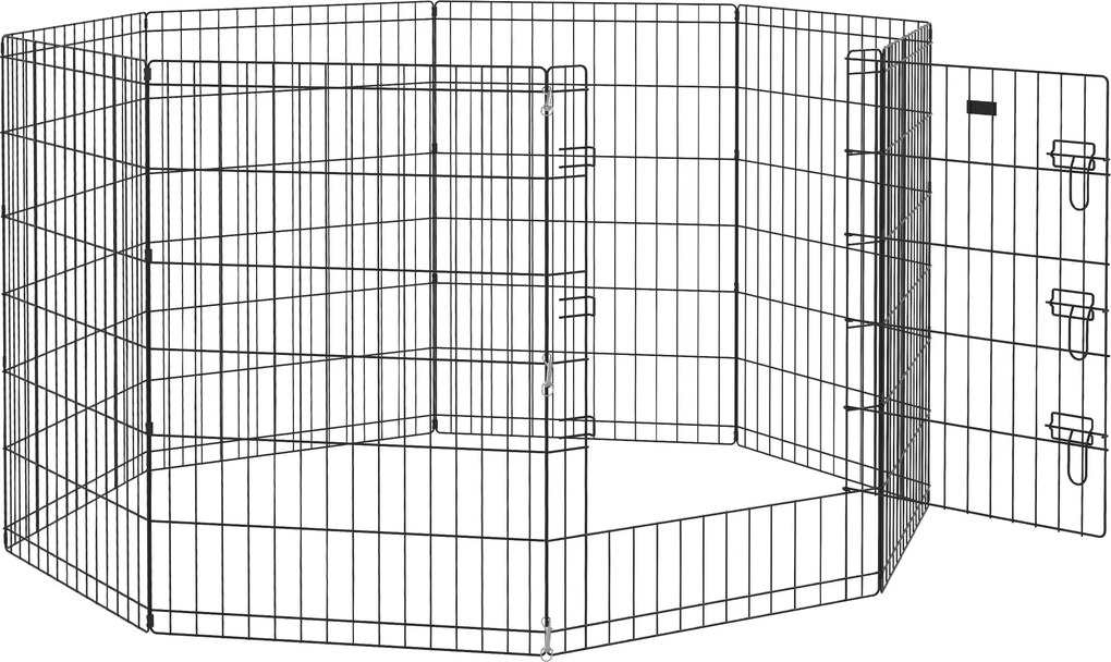 PawHut modulární ohrádka pro psy, králíky a malé mazlíčky – skládací drátěný plot do interiéru i exteriéru se zamykacími dveřmi, 8 panelů, 61 x 91 cm…