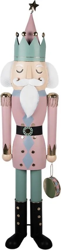 Kovová dekorace Louskáček Nutcracker v růžovo-zeleném - 41*34*174 cm