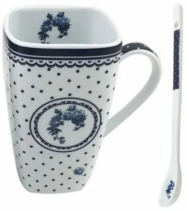 Home Elements porcelánový hrnek Elegant red modré tečky 600 ml