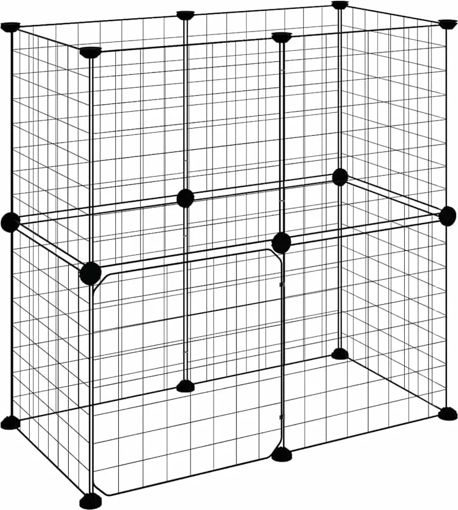 12panelová ohrádka pro zvířata s dvířky černá 70 x 35 x 70 cm ocel 3114033