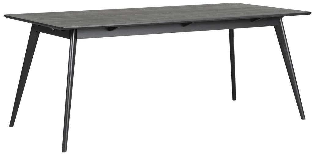 Černý kaučukový rozkládací jídelní stůl Rowico Muya, 190-280 cm