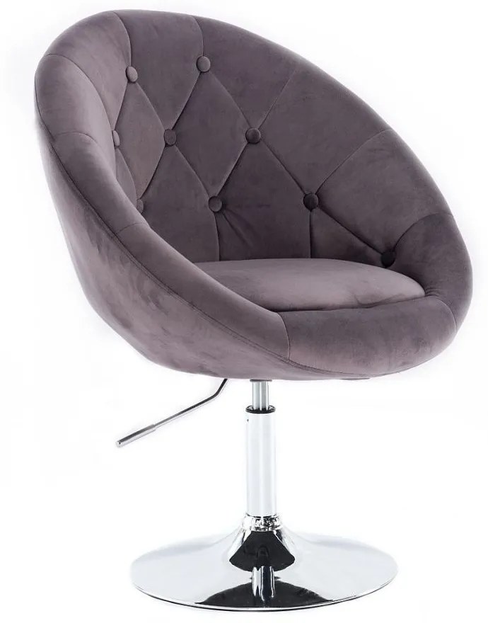 LuxuryForm DESIGN Otočné křeslo VERA VELUR na stříbrném talíři - tmavě šedé
