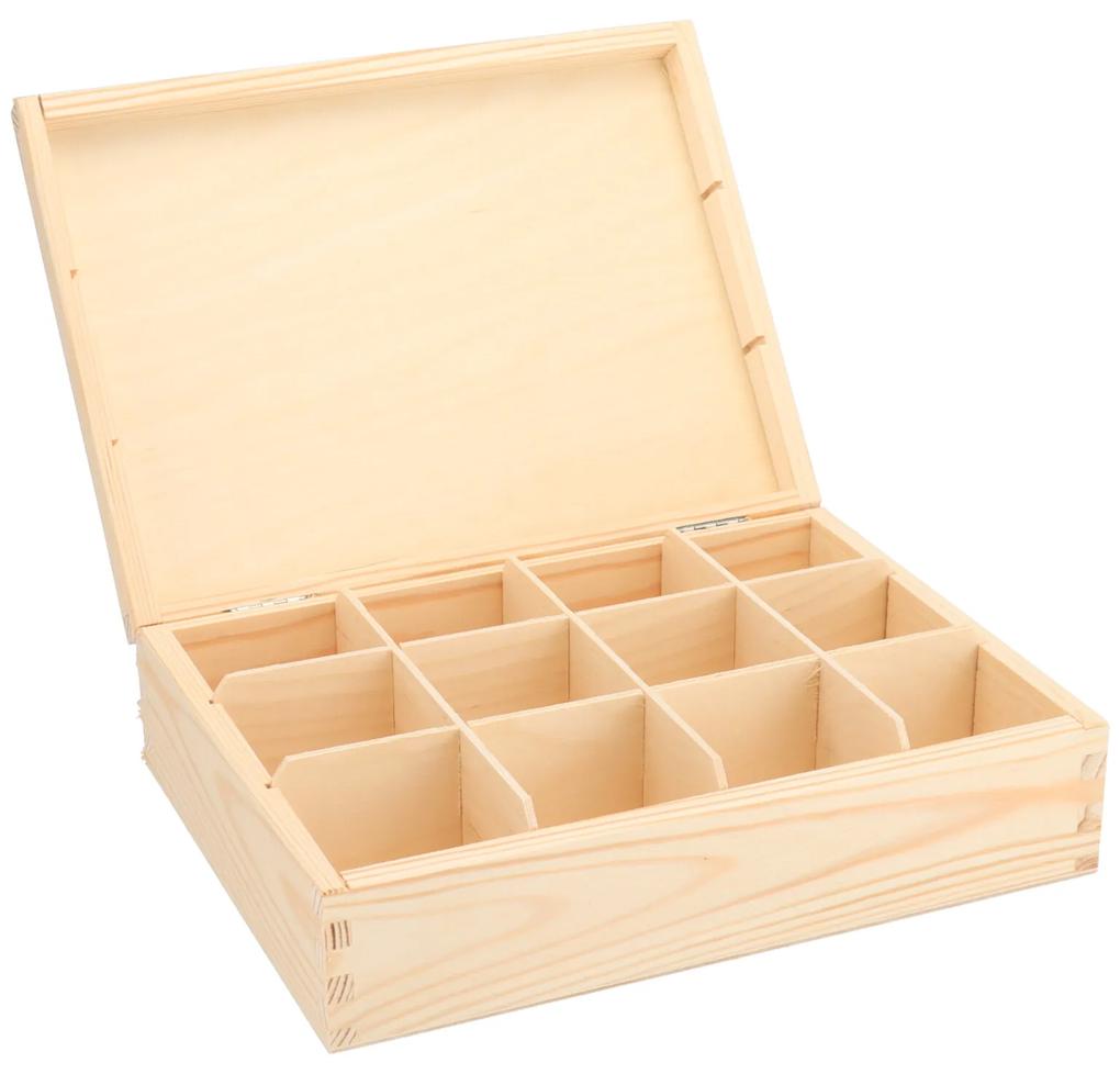 ČistéDřevo Dřevěná krabička na čaj (12 přihrádek)