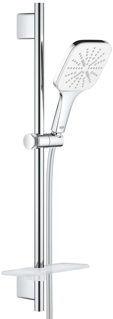 Grohe Rainshower SmartActive Cube - Sada sprchové hlavice 130 9,5 l/min, 3 proudy, tyče 60 cm a hadice, měsíční bílá 26584LS0
