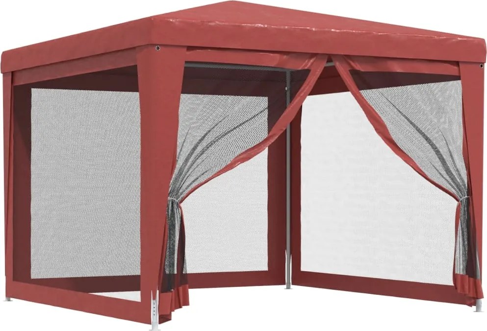Party stan se 4 síťovanými bočnicemi červený 3 x 3 m HDPE 319230